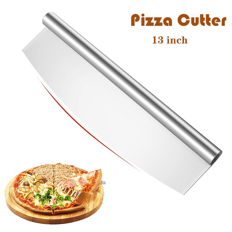 13 inch Pizza Cutter Rocker Stainless Steel Pizza Slicer Big Pizza ...