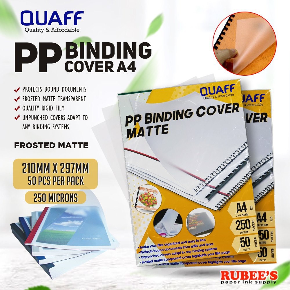 QUAFF PP Binding Cover Frosted Matte A4 size (10pieces) | Shopee ...