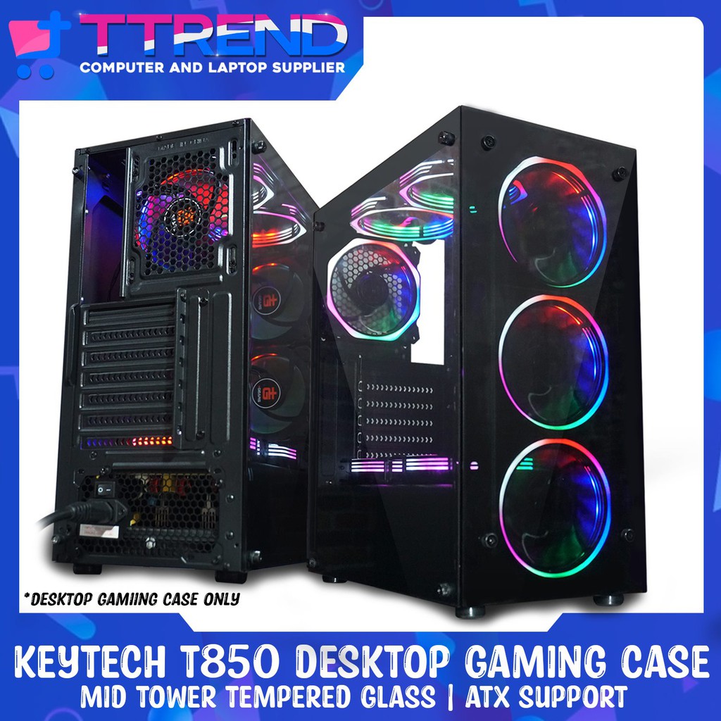 KEYTECH T850 DESKTOP TEMPERED GLASS GAMING PC CASE Fit for ATX, Micro ...