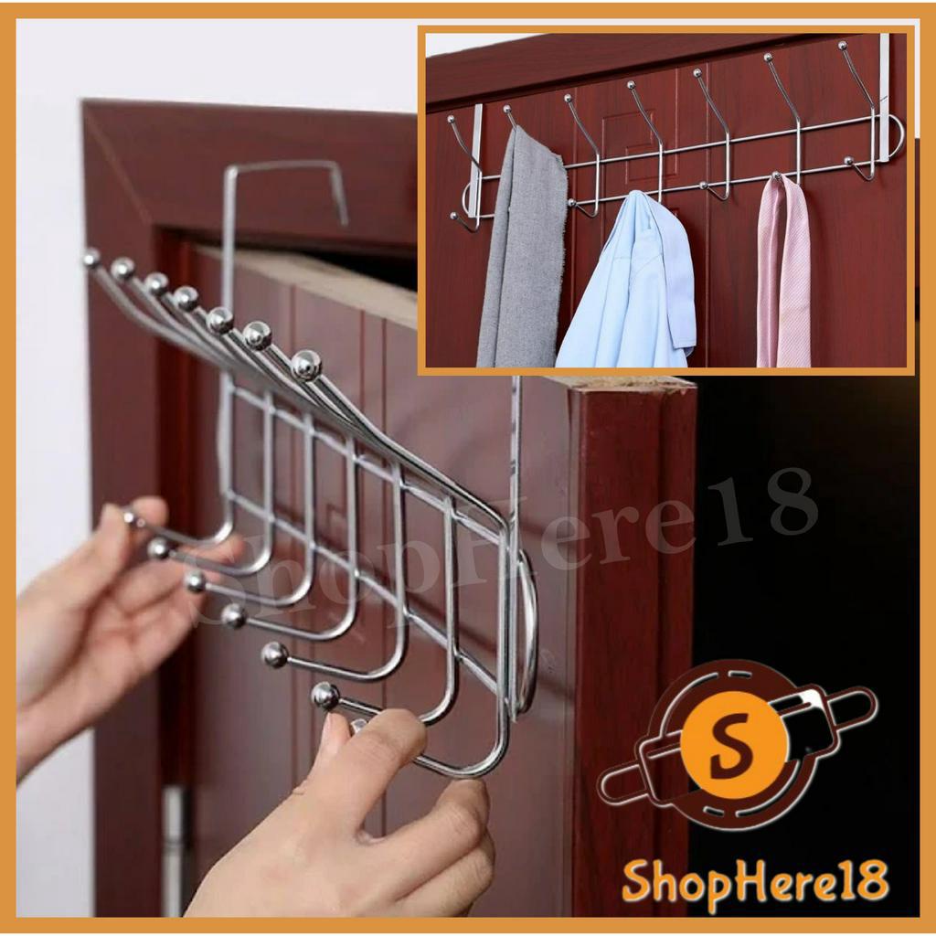 IKQPH 14 Hooks Stainless Steel Door Hanger Double-Layer Door Rear Rack ...