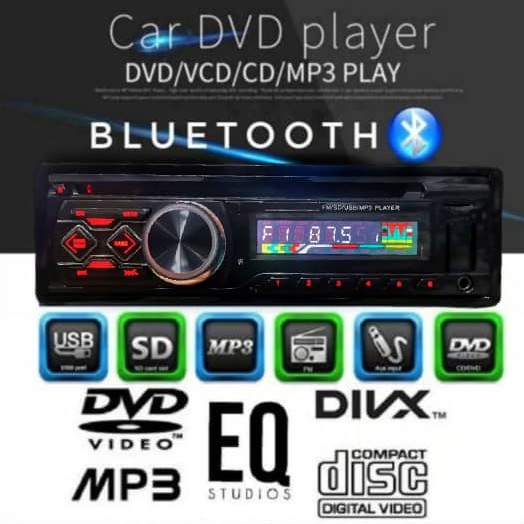 Car Bluetooth MP3 DVD CD AUX IN Player 1 Din In-Dash Stereo Audio FM ...