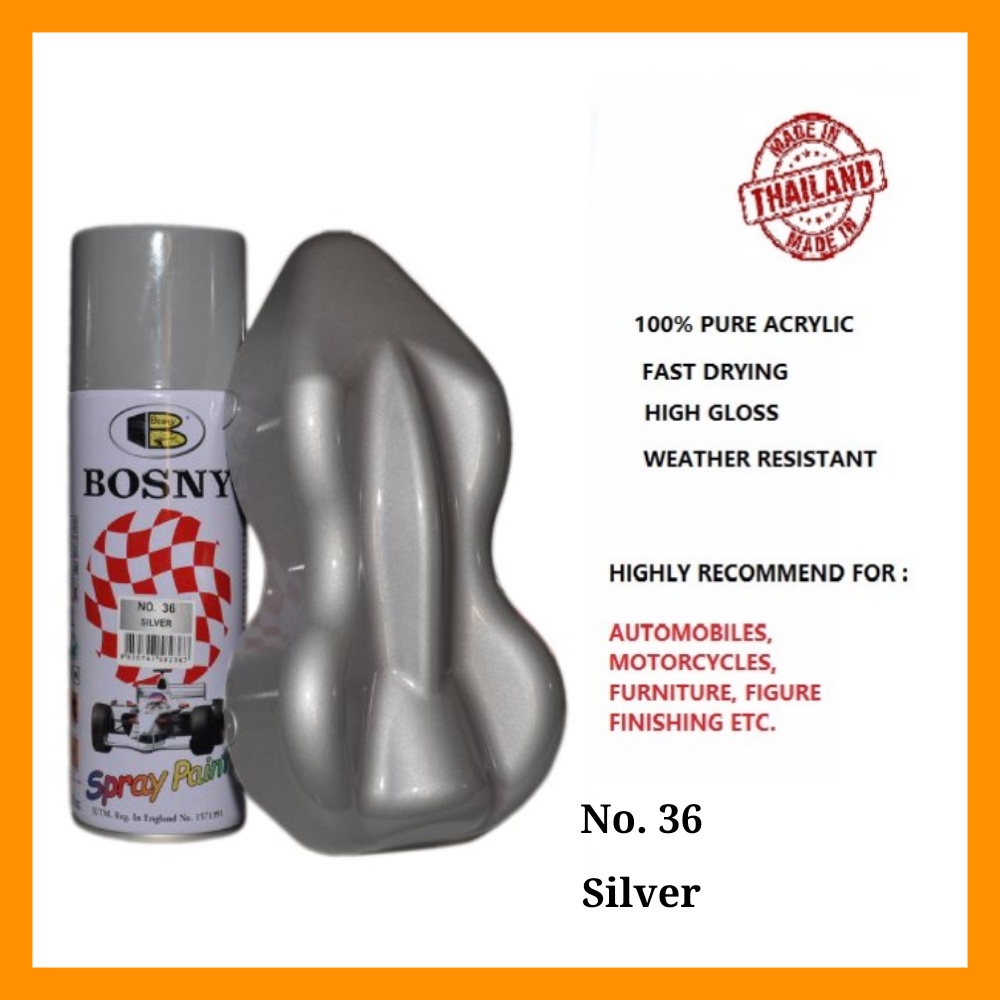 Bosny No. 36 Silver Acrylic Spray Paint 100% Authentic made in Thailand ...