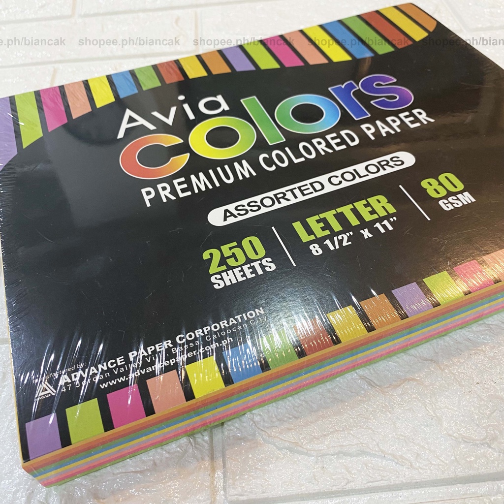 AVIA 80GSM PREMIUM COLORED PAPER 250 SHEETS 8.5 X 11 INCHES (SCHOOL ...