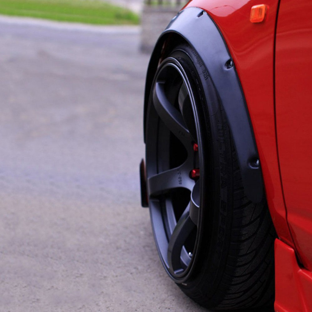Black Universal Car Body Fender Flares Flexible Kit set 4pcs FREE SCREW ...