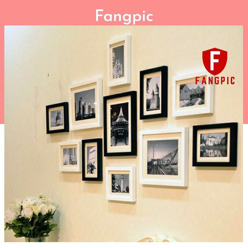 Wall photo frame set of 11 frames 15x21 and 10x15 - Free nails and wall ...