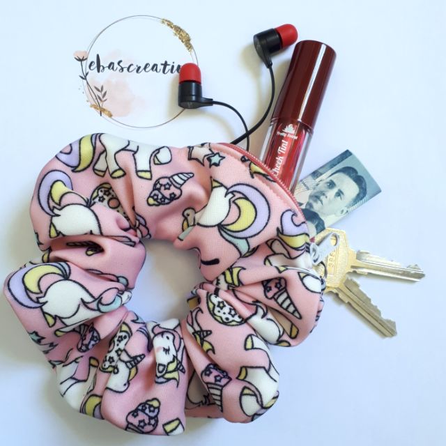 Ebascreation Unicorn Stashie Scrunchie, Large Ponytail Holder with ...