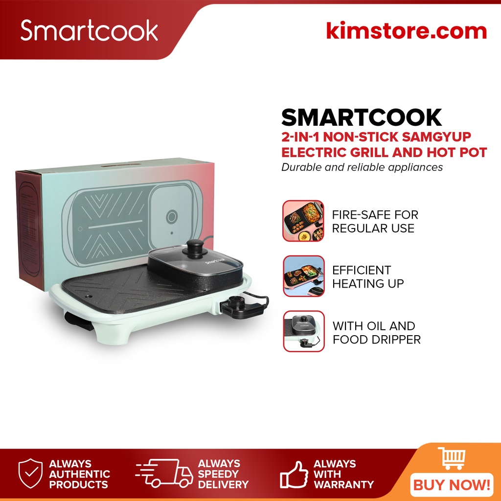 Smartcook 2 in 1 Non Stick Samgyup Electric Grill And Hot Pot | Shopee ...