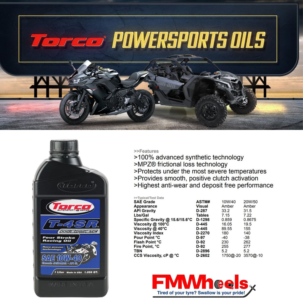 Torco T-4SR Fully Synthetic ( SAE 10W-40 ) Four Stroke Racing Oil 1 ...