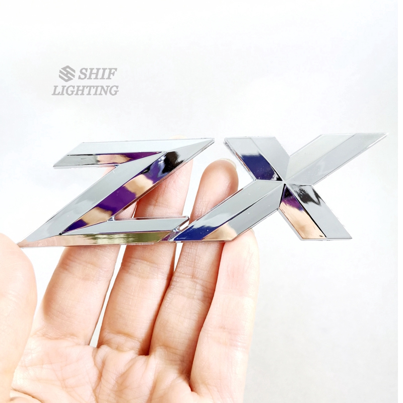 1 x ABS Chrome ZX Letter Logo Motor Motorbike Emblem Badge Sticker ...
