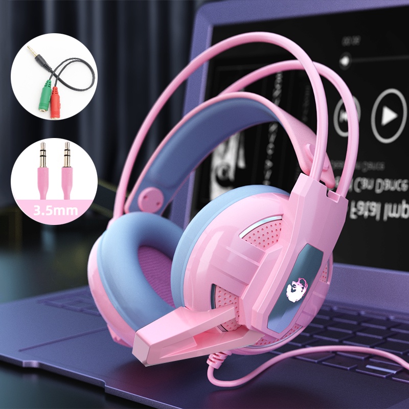 Gaming Headset with Mic Cute sakura Pink Headphone with Microphone Cat ...