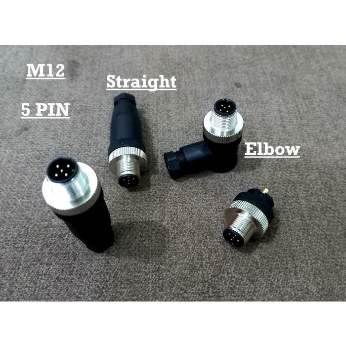 5 Pin M12 Male Threaded Straight Angle Connector Industrial Sensor ...