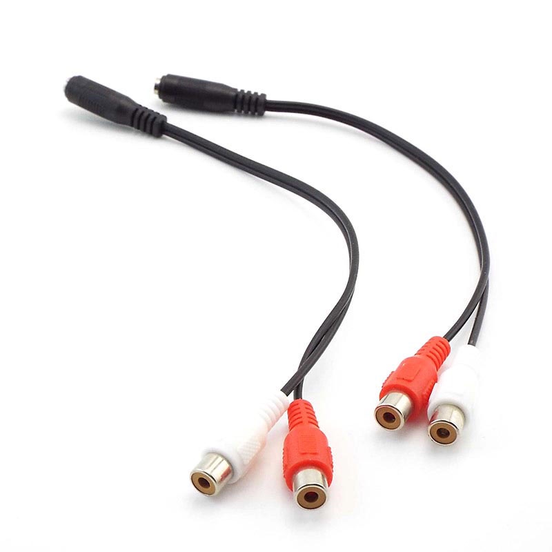 3.5 Y Adapter Cable 3.5mm Stereo Audio Female Connector Jack To 2 RCA ...