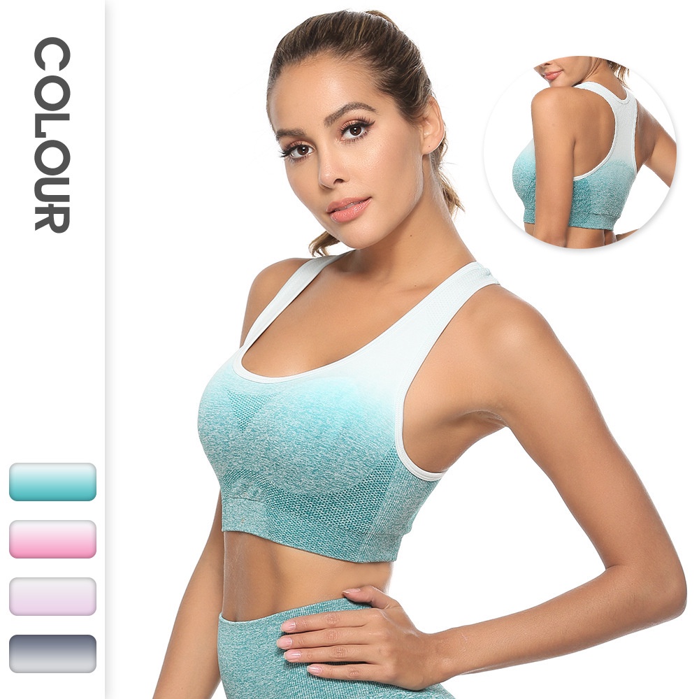 Women Gradient Sports Bra Yoga Underwear Fitness Gym Seamless Bras Sportswear | Shopee Philippines