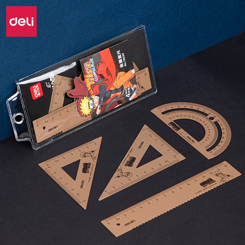 Deli Sewing Rulers Set 4pcs/set Luxury Naruto Metal Rulers Anime ...