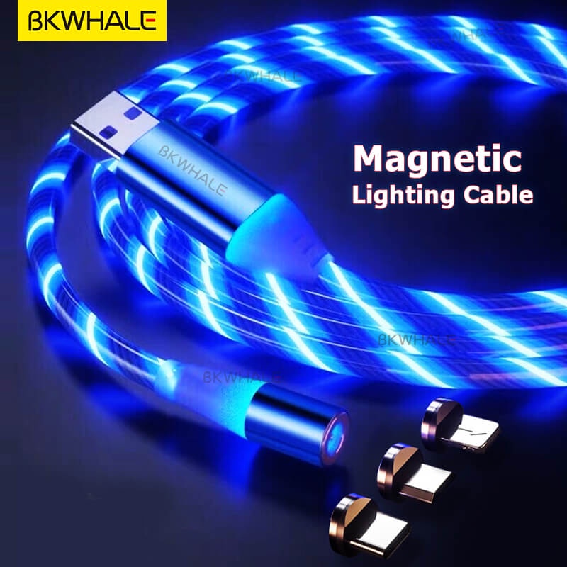 BKWAHLE LED Magnetic Cable Charge Flowing 2.4A Fast Charging Micro USB ...