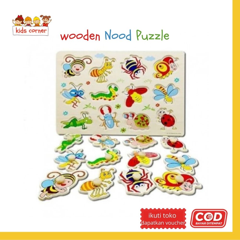Educational Toys Puzzle puzle Wooden Animal Insects Kids Toys paud ...