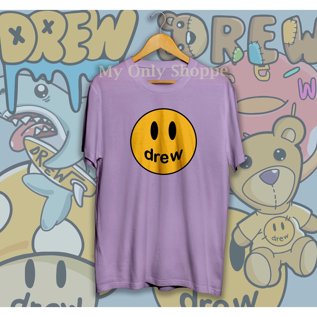 DREW Smiley Shark Bear Mushroom T-shirt Lavender Tee Cotton Drew House ...