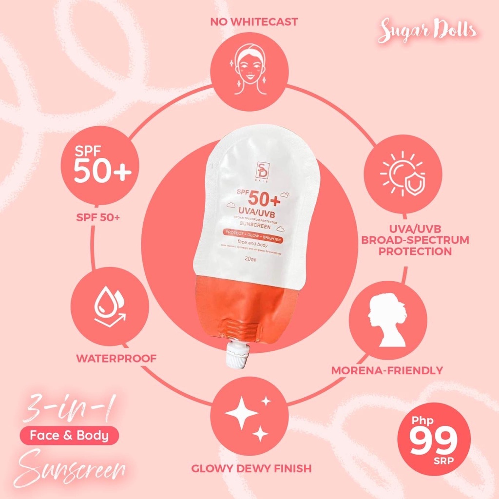 ORIGINAL 3in1 Face & Body Sunscreen by Sugar Dolls Sugardolls 3-in-1 ...