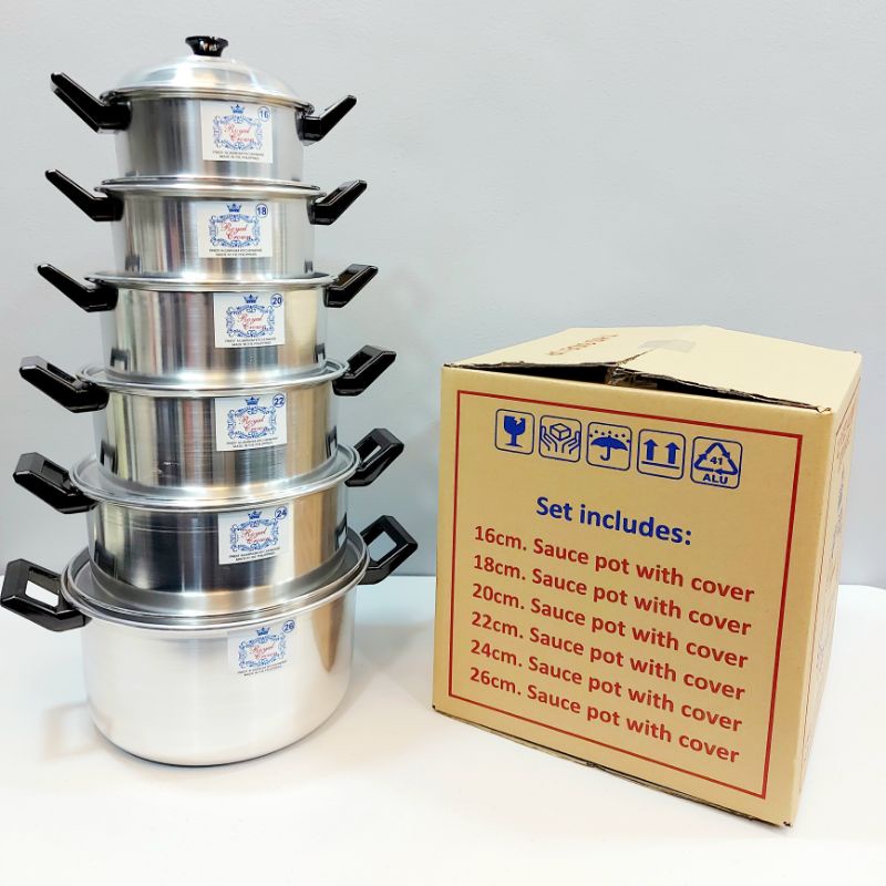 12-Piece (6 sets) Set Royal Crown Aluminum Cooking Pots/Kaldero ...