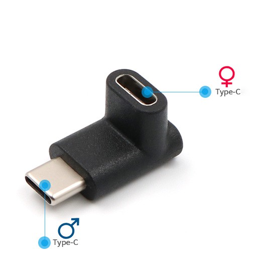 Type-C male to female 90 degree extension cable adapter L type left and ...