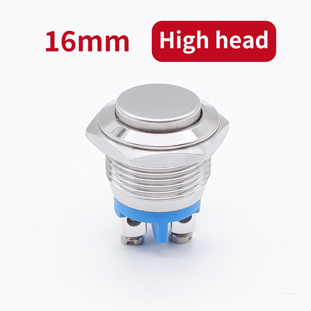 16mm Momentary Reset Metal Push Button Switch 1NO Ball High Flat Head ...