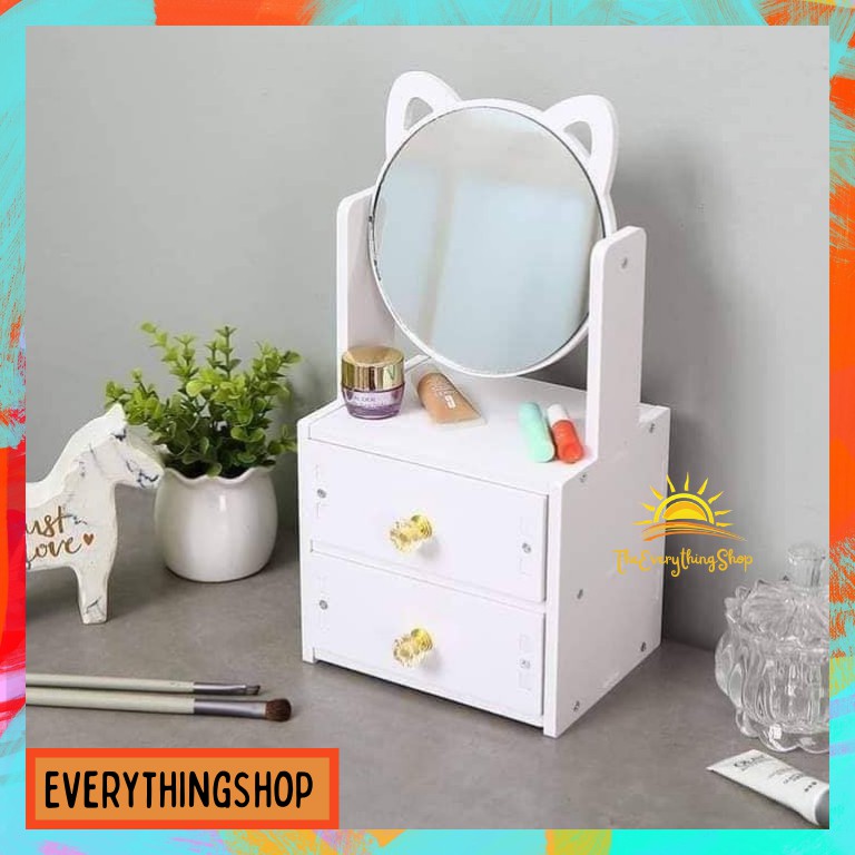 Elegant Mini Vanity Mirror Cosmetic Table For Women Dressers With ...