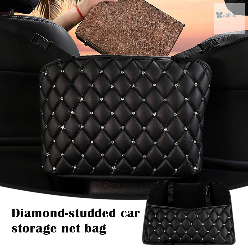 Car Handbag Holder Leather Seat Back Organizer Rhinestone Large ...