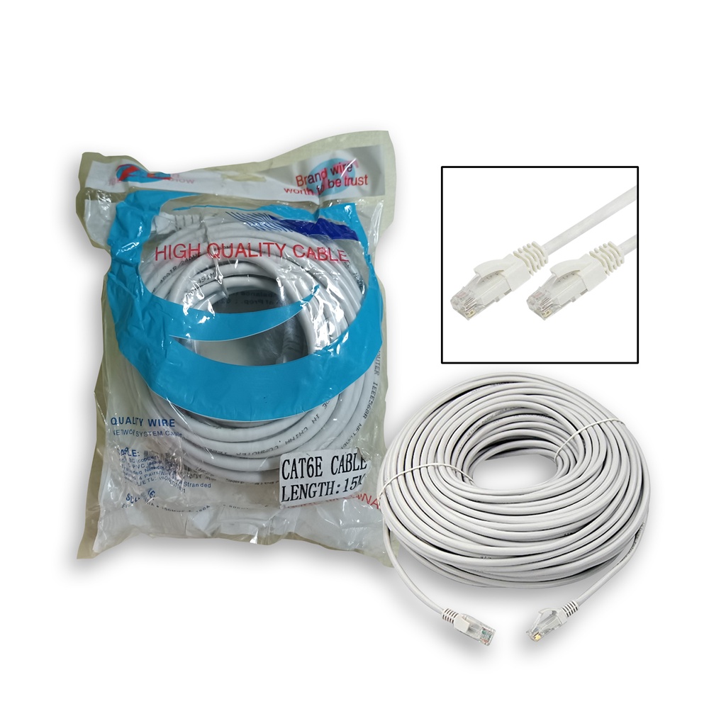 ZL CAT6E UTP Lan Cable 15m (white) | Shopee Philippines