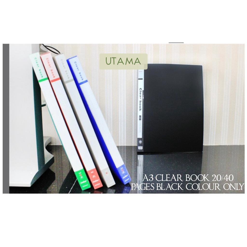 A3 Hard Cover Clear Book File 20 / 40 /30 /60 Pocket / Clear Holder ...