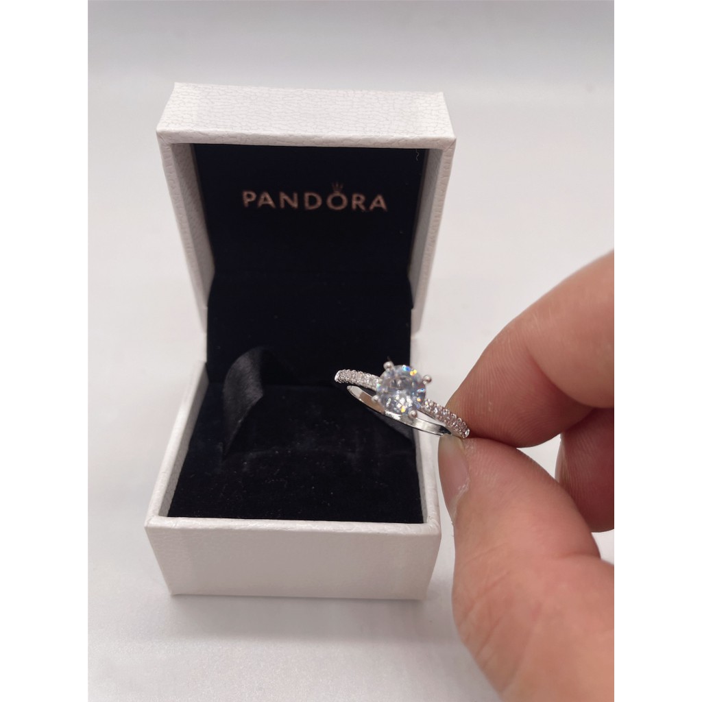 Pandora Ring With Box Promise Ring Bridal Wedding 925 Silver Crystal ...