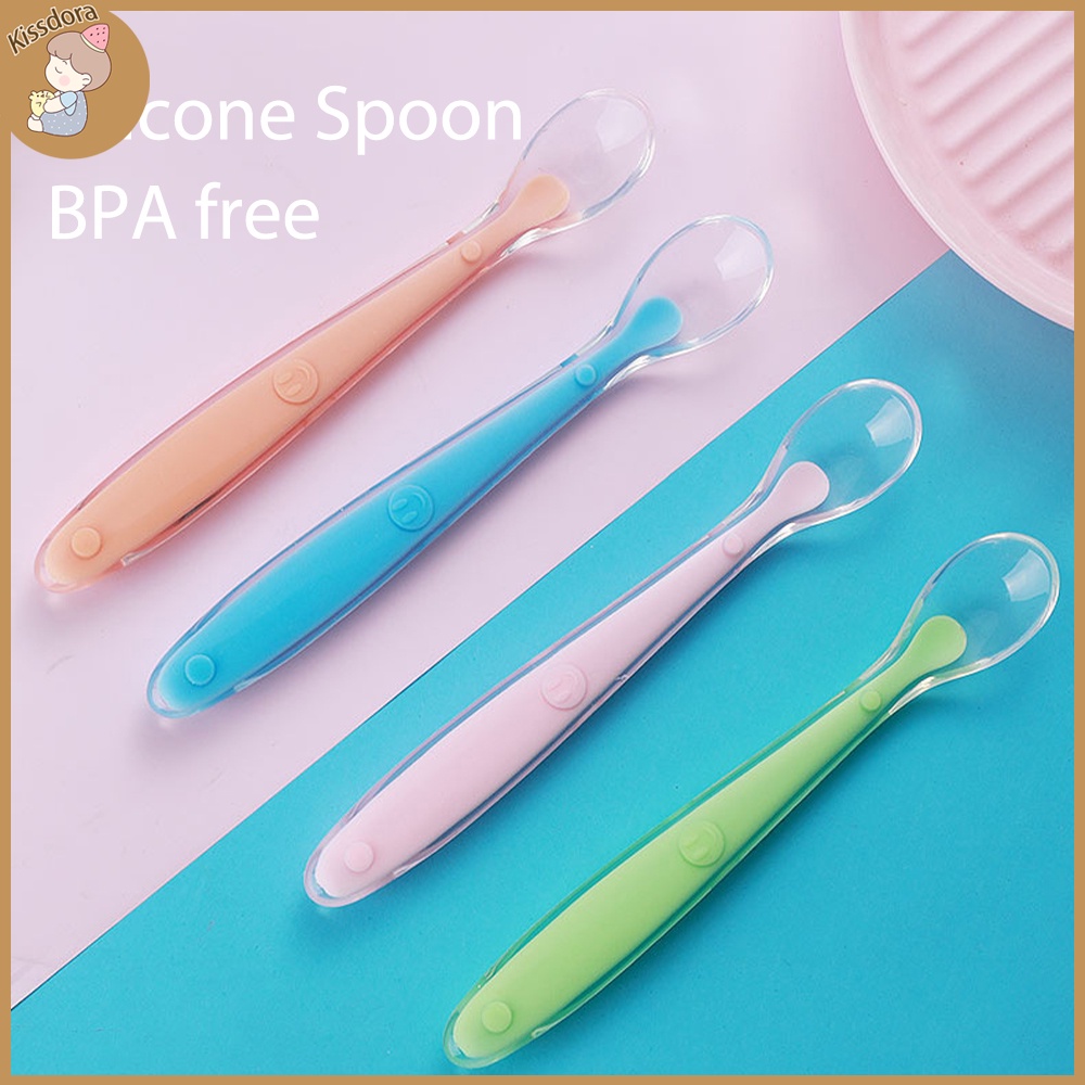 KD【COD】 Silicon spoon for baby feeding training baby spoon | Shopee ...