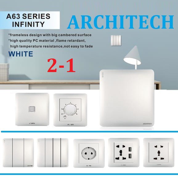 Archtech INFINITY WHITE A63 ARCHITECH SWITCH / STOP CONTACT / SWITCH ...