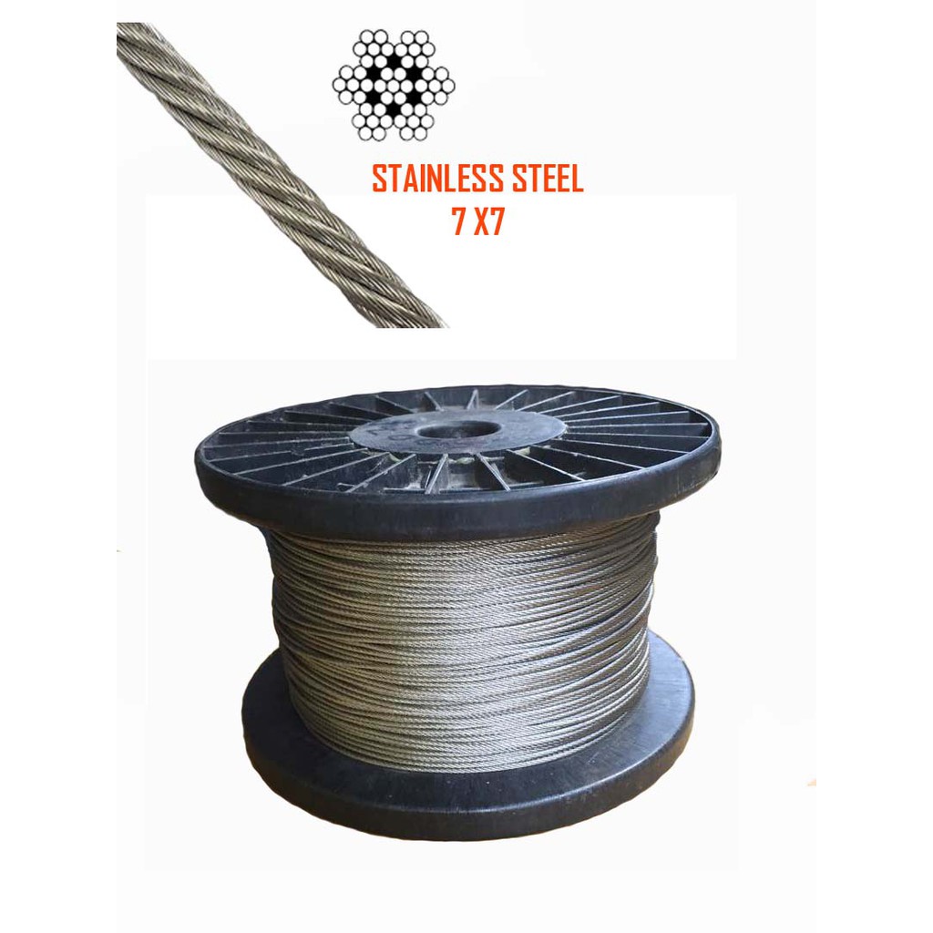 Stainless Steel Wire Rope SS304 (2mm/3mm/4mm/5mm/6mm/8mm) | Shopee ...