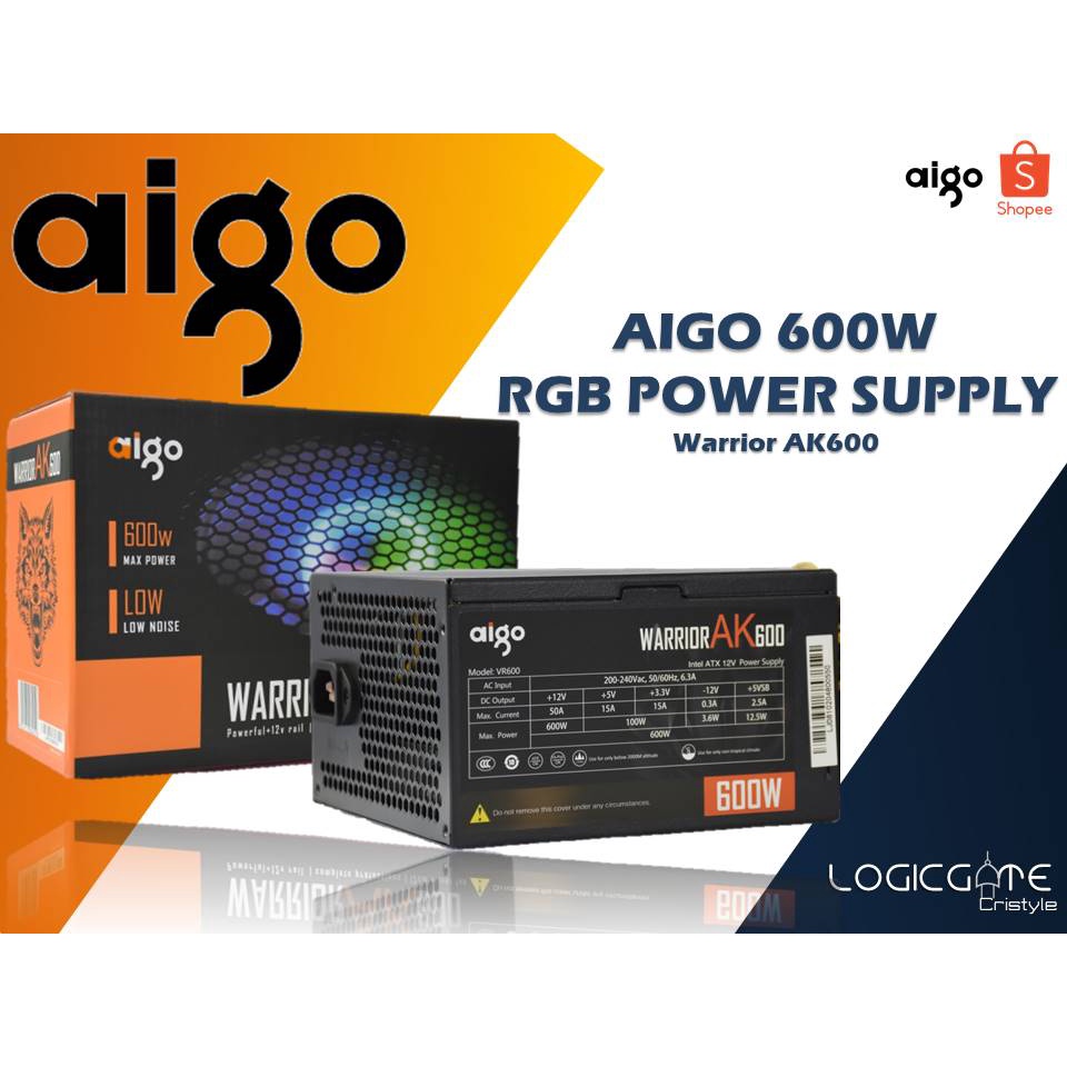Aigo 600w RGB Power Supply Warrior ak600 | Shopee Philippines