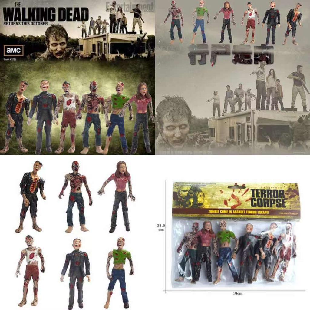 6pcs/set The Walking Dead DIY Movable Joints Figurines Walking Zombie ...
