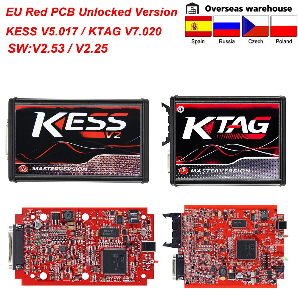 Online EU Red KESS V2 KTAG 2020 V5.017 V2.53 KESS V2 5.017 Master Chip ...