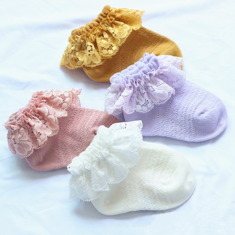 Baby Girls Lace Flower Bows Socks Newborn Baby Princess Socks Girl ...