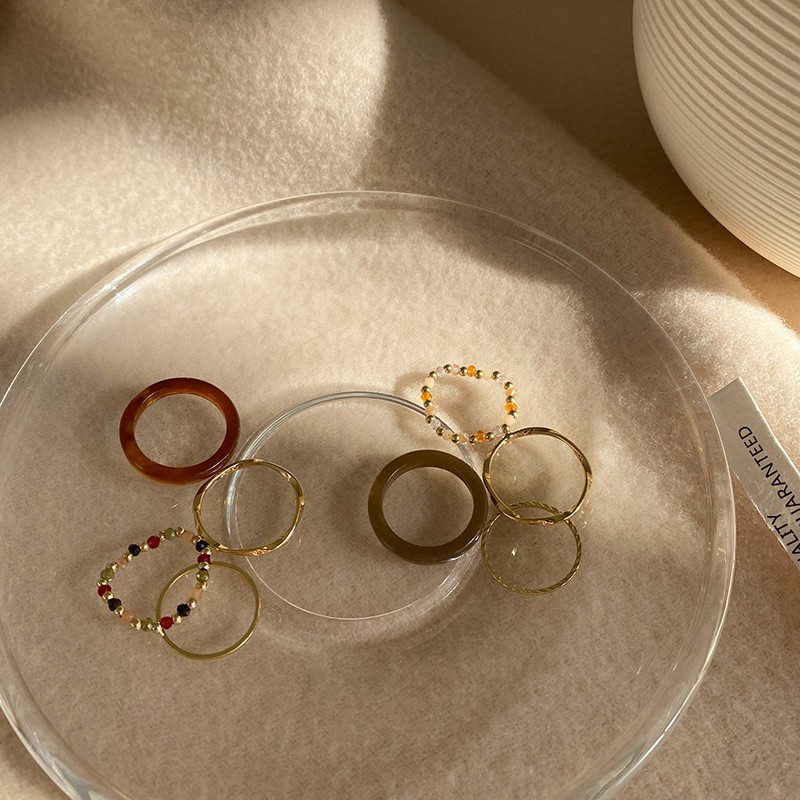 Love2Self J102 Vintage Rings Set Popular Ins Ring Resin Style ...