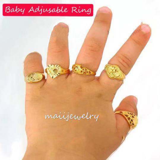[Maii] R068 24K Thailand Gold Plated Baby or Kids Adjusable Ring ...