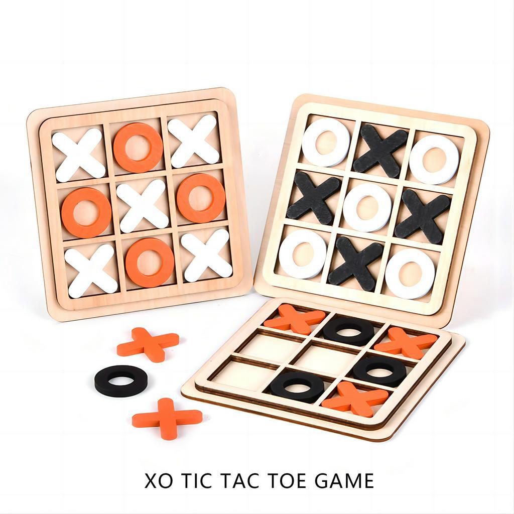 Xo Triple Tic Tac Toe Chess Wooden Toys Children's Educational Logical ...