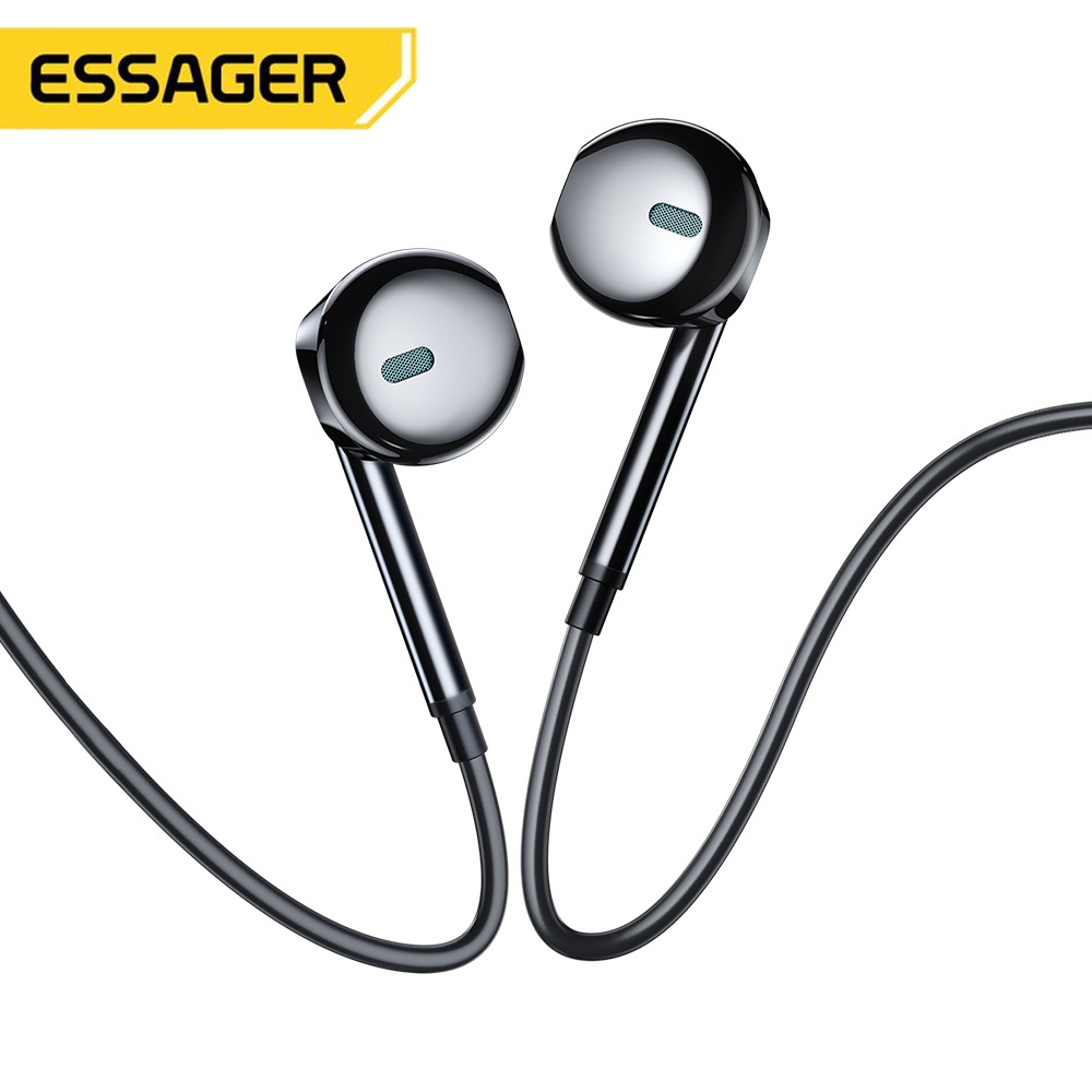 Essager 3.5mm Half In-Ear E3 Wired Headphones with Mic and Remote ...