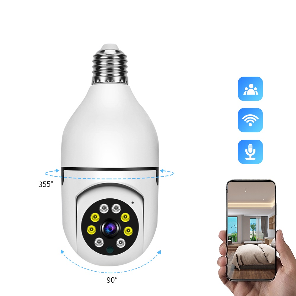 V380 Q15 CCTV Bulb Wireless Indoor Auto Tracking 360 Wi-Fi Connection ...