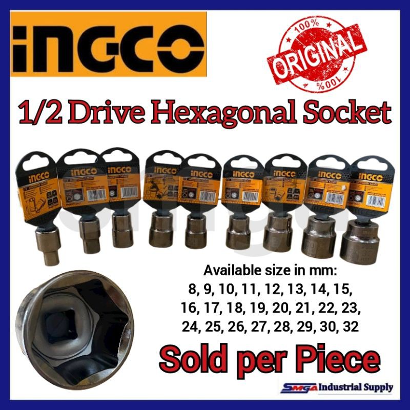 INGCO Hexagonal Socket 1/2 Drive (Select Size) | Shopee Philippines