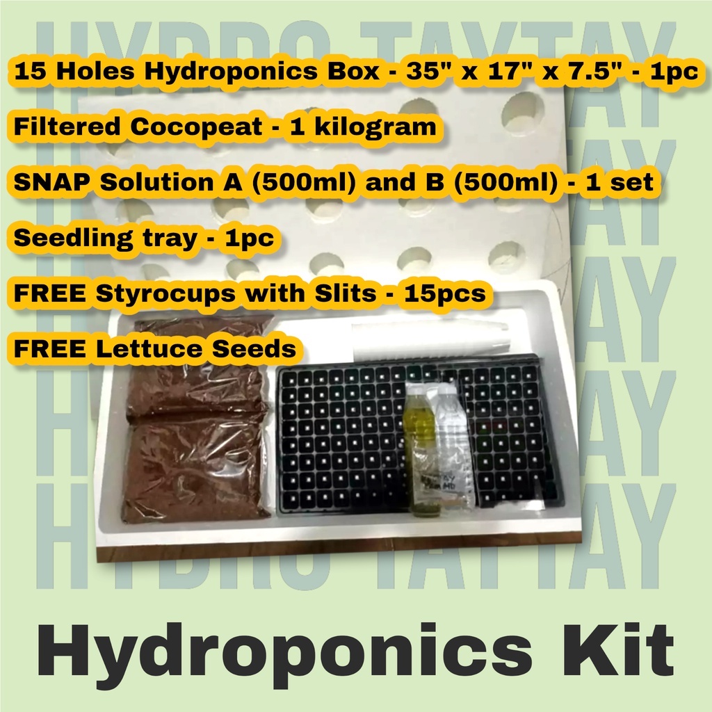 2022 Hydroponics Kit (Hydro Box, Cocopeat, Seedling Tray, SNAP OR YAMASAKI Solution) Free CUPS ...