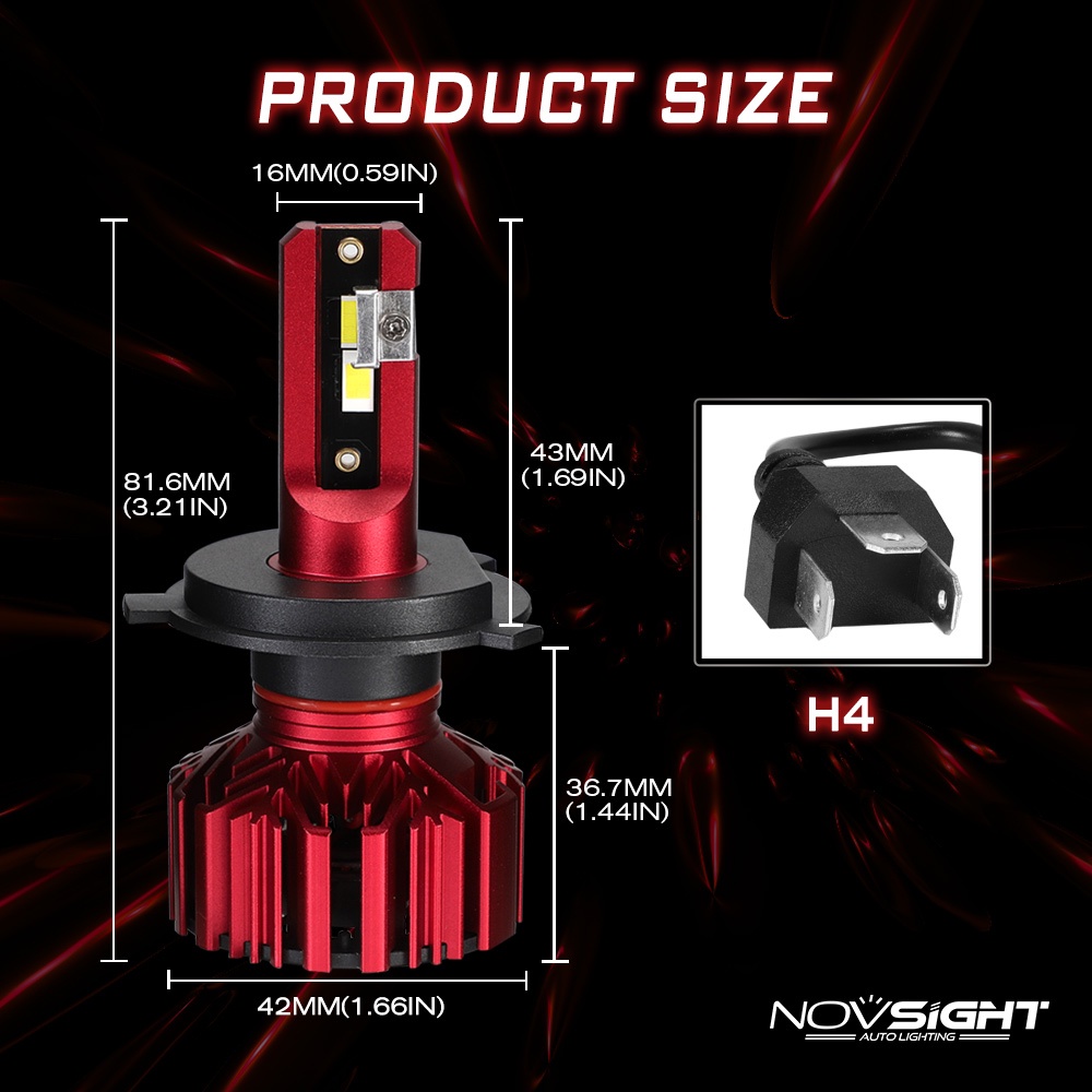 【UPGRADED】Novsight H4 LED Headlight For Car H4 H11 Super Long Life headlight bulb 12V 100W A ...