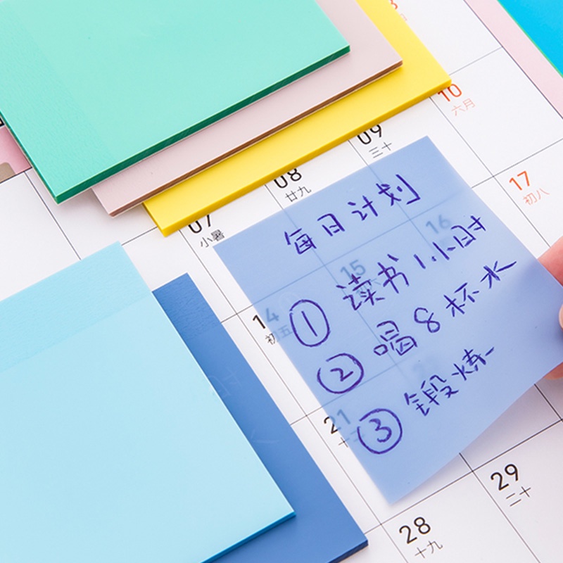 50 Sheets Solid Color Translucent PET Sticky Notes Waterproof DIY ...