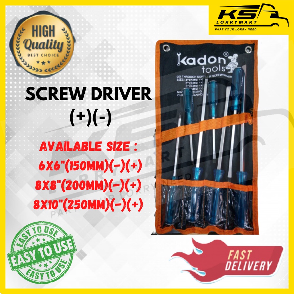 KS SCREW DRIVER (+)(-) KADON ( 6X6"(150MM)(-)(+) / 8X8"(200MM ...