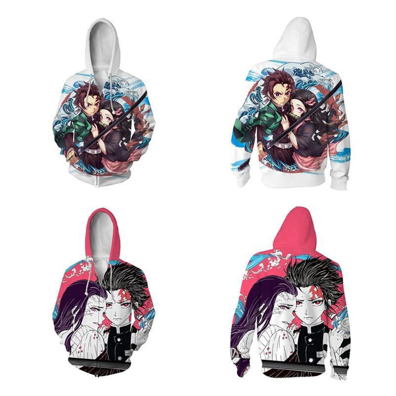 Demon Slayer Zipper Hoodie Kimetsu no Yaiba Anime Jacket 3D Print Coat ...