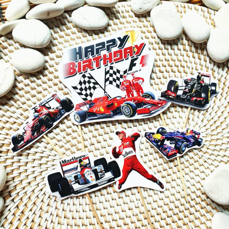 Sk Formula 1 F1 Race Car Racing Racing Car Birthday Cake Topper Cupcake ...
