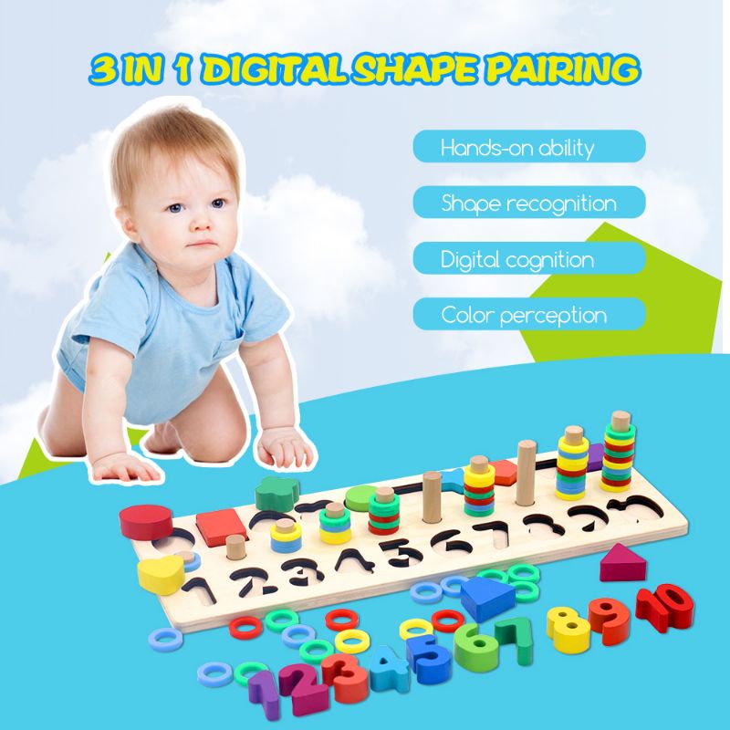 Pop Babies 3 in 1 Counting Number Pairing Board Montessori Baby Math ...